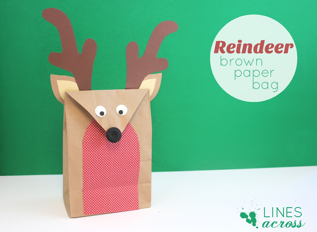 Reindeer Brown Paper Bag - Lines Across