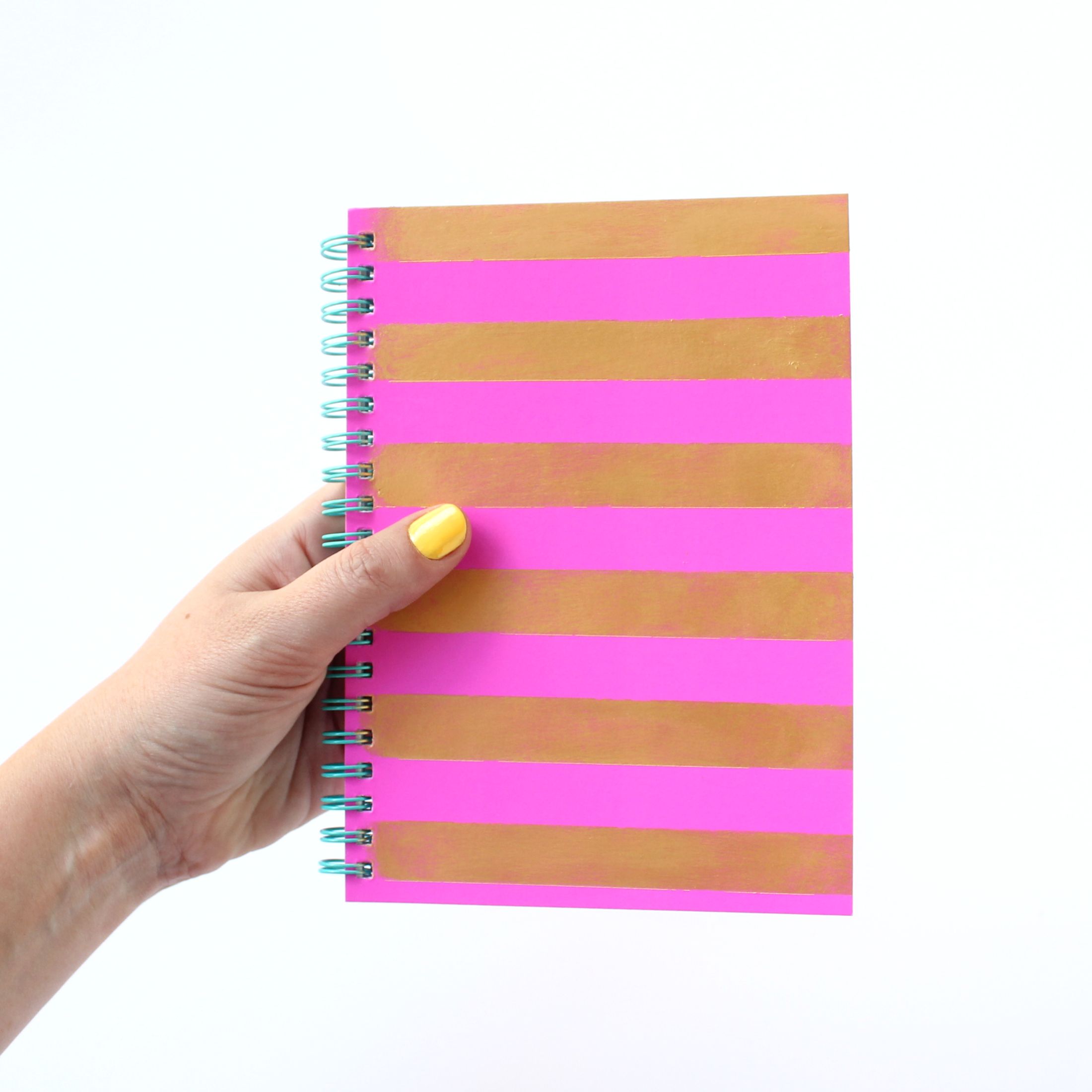 DIY Gold Striped Notebook - Lines Across