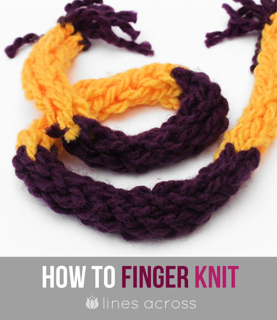 Finger Knitting Tutorial - Lines Across