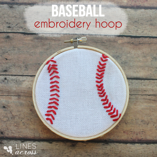 Baseball Embroidery Hoop - Lines Across