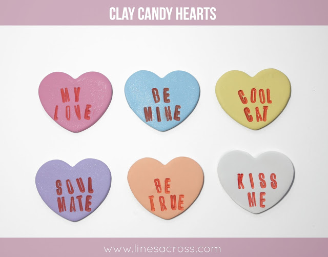 DIY Clay Candy Hearts - Lines Across