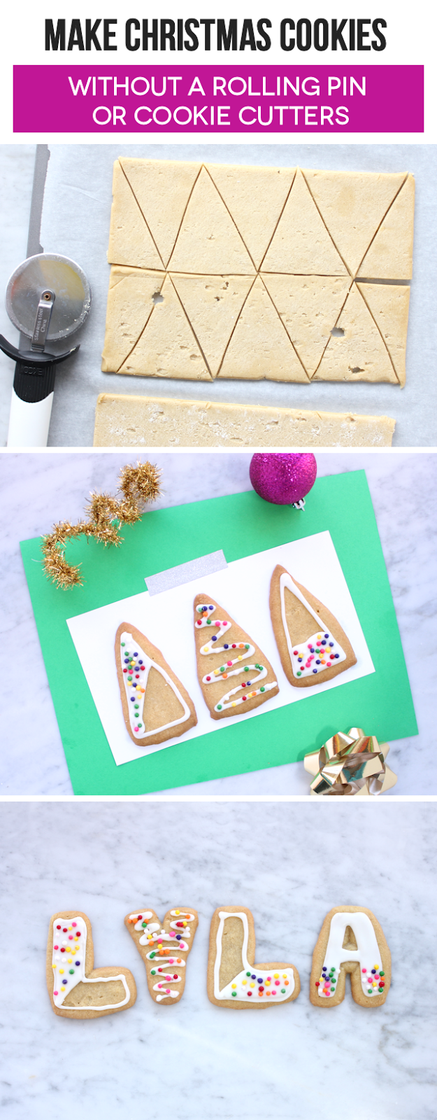 How to Make Geometric Christmas Cookies - Lines Across